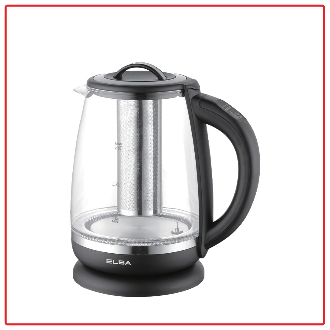 Elba EJK-J2024DG(BK) 2L Borosilicate Glass Body with LED Light Jug Ket ...