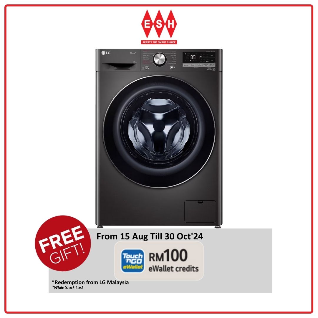 LG FV1412S3B 12kg Front Load Washer with AI Direct Drive™ and TurboWas ...