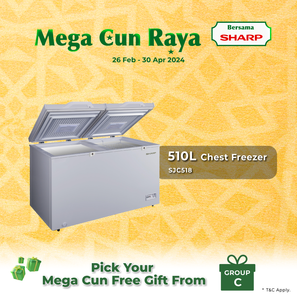 Sharp SJC518 (White) 510L Dual Switch Setting with LED Lighting Chest ...